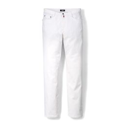 Walbusch Herren Bügelfrei-Jeanshose Comfort Fit Weiß einfarbig flexibler Bund faltbar
