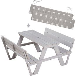 Roba® Kindersitzgruppe Picknick for 4 Outdoor +, Grau, (Set), mit Lehne; inklusive Sitzauflagen Â»Little StarsÂ«, grau