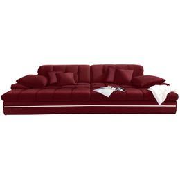 Mr. Couch Big-Sofa Biarritz 2, wahlweise mit Kaltschaum (140kg Belastung/Sitz), Kopfteilverstellung, braun|rot