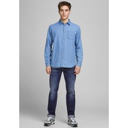 Jack & Jones Regular-fit-Jeans JACK & JONES "CLARK JJORIGINAL" Gr. 33, Länge 34, blau (blue, used) Herren Jeans Regular Fit