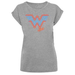 F4NT4STIC T-Shirt 'DC Comics Wonder Woman 84 Neon Emblem' Damen Gr&ouml;&szlig;e 4XL neonblau / graumeliert / neonorange