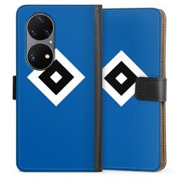 DeinDesign Handyhülle HSV Logo Hamburger SV HSV Blau, Huawei P50 Pro Hülle Handy Flip Case Wallet Cover Handytasche Leder, schwarz