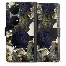 DeinDesign Handyhülle Utart Vintage Blumen Natur Blumen, Huawei P50 Pro Hülle Handy Flip Case Wallet Cover Handytasche Leder, schwarz