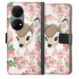 DeinDesign Handyhülle Bambi Disney Offizielles Lizenzprodukt Bambi Flower Child, Huawei P50 Pro Hülle Handy Flip Case Wallet Cover Handytasche Leder