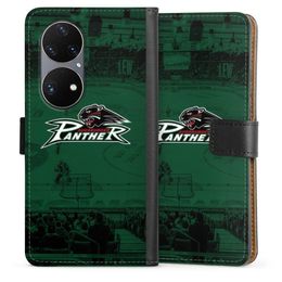 DeinDesign Handyhülle Logo Augsburger Panther Offizielles Lizenzprodukt, Huawei P50 Pro Hülle Handy Flip Case Wallet Cover Handytasche Leder, schwarz