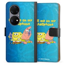 DeinDesign Handyhülle Patrick Star Spongebob Schwammkopf Serienmotiv, Huawei P50 Pro Hülle Handy Flip Case Wallet Cover Handytasche Leder, schwarz