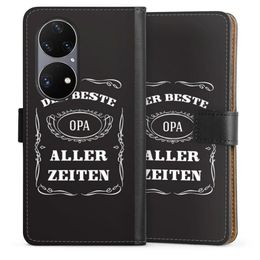 DeinDesign Handyhülle Bester Opa, Huawei P50 Pro Hülle Handy Flip Case Wallet Cover Handytasche Leder, schwarz