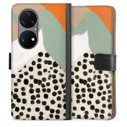 DeinDesign Handyhülle Boho Kunst Abstrakt Crazy Life Art 03 Boho, Huawei P50 Pro Hülle Handy Flip Case Wallet Cover Handytasche Leder, schwarz