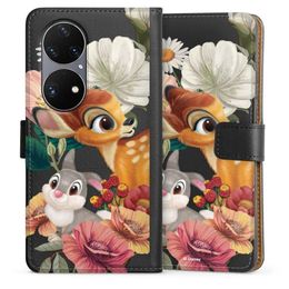 DeinDesign Handyhülle Bambi Klopfer Disney Bambi, Klopfer transparent, Huawei P50 Pro Hülle Handy Flip Case Wallet Cover Handytasche Leder, schwarz