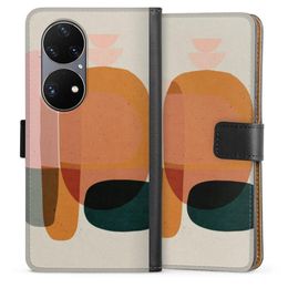 DeinDesign Handyhülle Farbe bunt Abstrakt Abstract Blush, Huawei P50 Pro Hülle Handy Flip Case Wallet Cover Handytasche Leder, schwarz