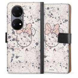 DeinDesign Handyhülle Wasserfarbe Minnie Mouse Disney Minnie Mouse Splash, Huawei P50 Pro Hülle Handy Flip Case Wallet Cover Handytasche Leder