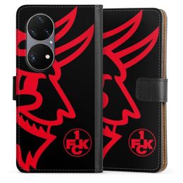 DeinDesign Handyhülle Offizielles Lizenzprodukt 1.FCK Dauerkarte, Huawei P50 Pro Hülle Handy Flip Case Wallet Cover Handytasche Leder, schwarz