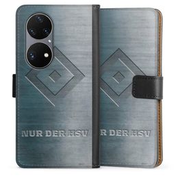 DeinDesign Handyhülle HSV Hamburger SV Metallic Look Nur der HSV Metalllook, Huawei P50 Pro Hülle Handy Flip Case Wallet Cover Handytasche Leder