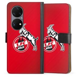 DeinDesign Handyhülle 1. FC Köln Offizielles Lizenzprodukt EffZeh 1. FC Köln rot, Huawei P50 Pro Hülle Handy Flip Case Wallet Cover Handytasche Leder