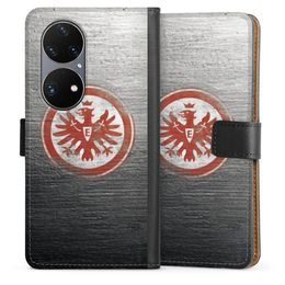 DeinDesign Handyhülle Eintracht Frankfurt SGE Logo Eintracht Logo Scratched, Huawei P50 Pro Hülle Handy Flip Case Wallet Cover Handytasche Leder