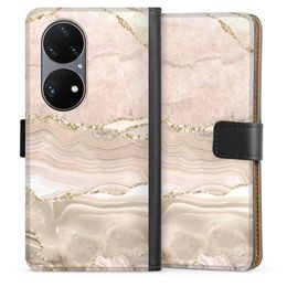 DeinDesign Handyhülle Glitzer Look Marmor Utart Rose Marble Dream Golden Stripes, Huawei P50 Pro Hülle Handy Flip Case Wallet Cover Handytasche Leder