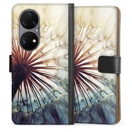 DeinDesign Handyhülle Pusteblume Fotografie Blumen Dandelion 1, Huawei P50 Pro Hülle Handy Flip Case Wallet Cover Handytasche Leder, schwarz