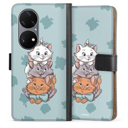 DeinDesign Handyhülle Disney Aristocats Katze Aristocats Triplets, Huawei P50 Pro Hülle Handy Flip Case Wallet Cover Handytasche Leder, schwarz