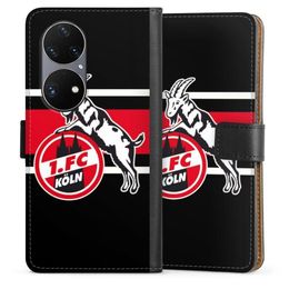 DeinDesign Handyhülle 1. FC Köln Offizielles Lizenzprodukt Colour Stripes 1.FC, Huawei P50 Pro Hülle Handy Flip Case Wallet Cover Handytasche Leder