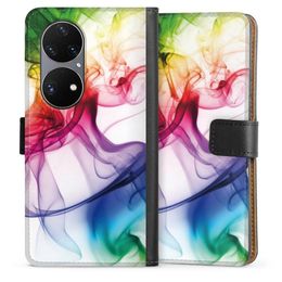 DeinDesign Handyhülle Farbe Wasser Regenbogen Strange waft, Huawei P50 Pro Hülle Handy Flip Case Wallet Cover Handytasche Leder, schwarz