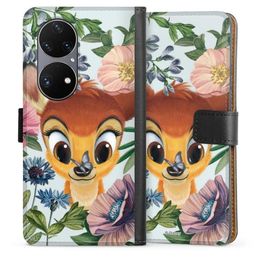 DeinDesign Handyhülle Disney Blumen Bambi Bloomy Bambi, Huawei P50 Pro Hülle Handy Flip Case Wallet Cover Handytasche Leder, schwarz