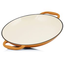 Mahlzeit Paellapfanne Paella Pfanne, Ø 35cm, Sunny Orange, 2 Griffe, Gusseisen emailliert, Gusseisen