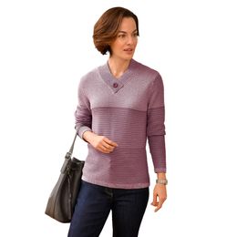 V-Ausschnitt-Pullover Casual Looks "Pullover" Gr. 44, bunt (hortensie, burgund, gemustert) Damen Pullover V-Pullover