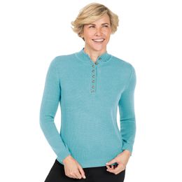 Strickpullover CLASSIC "Pullover" Gr. 50, blau (aquamarin) Damen Pullover Rollkragenpullover
