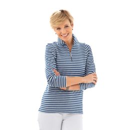 Langarmshirt Casual Looks "Shirt" Gr. 54, blau (jeansblau, gestreift) Damen Shirts V-Shirts