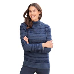 Rollkragenpullover Inspirationen "Pullover" Gr. 44, blau (jeansblau, meliert) Damen Pullover Rollkragenpullover