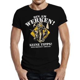 Rahmenlos® T-Shirt Das Geschenk für Handwerker: Bin am Werken, keine Tipps, schwarz, S