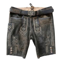 Luis Steindl Kurze Lederhose mit G&uuml;rtel Dunkelbraun (Gr&ouml;&szlig;e: 46)