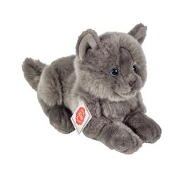 HERMANN TEDDY ORIGINAL Hermann Teddy - Kuscheltier KÄRTÄUSER KATZE LIEGEND (20cm) in grau