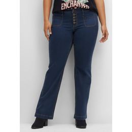 sheego by Joe Browns Große Größen: Bootcut-Jeans mit Zierknopfleiste, dark blue Denim, Gr.40