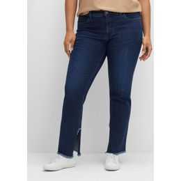 sheego Große Größen: Gerade Jeans mit geschlitztem Innensaum, dark blue Denim, Gr.58