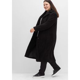 sheego Große Größen: Mantel aus kuscheligem Fellimitat, schwarz, Gr.50