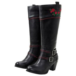 sheego by Joe Browns Weitschaftstiefel im Cowboy-Stil, mit Blumenstickerei, schwarz, Gr.40