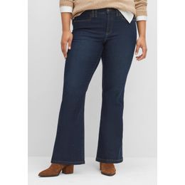 sheego Große Größen: Bootcut-Jeans mit Kontrastnähten, dark blue Denim, Gr.25