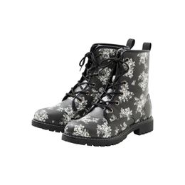 sheego Große Größen: Schnürboots in Crinkle-Optik, schwarz bedruckt, Gr.41