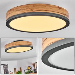 hofstein Salmi Deckenpanel LED Anthrazit, Braun, Holzoptik, 1-flammig
