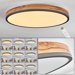 hofstein Salmi Deckenpanel LED Anthrazit, Braun, Holzoptik, Schwarz, 1-flammig, Fernbedienung