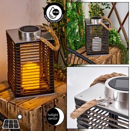 hofstein Emboque Solartischleuchte LED Braun, Naturfarben, Nickel-Matt, Schwarz, 1-flammig