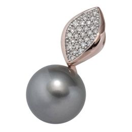 Jobo Perlenanhänger Anhänger mit Perle, 585 Roségold 27 Diamanten und Tahiti-Zuchtperle, goldfarben