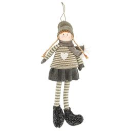 buttinette Mädchen-Figur aus Filz/Strick, grau-weiß, Größe: 40 cm