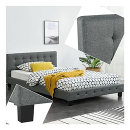 Juskys Polsterbett Manresa 120 x 200 cm - Bett mit Lattenrost und Kopfteil - grau