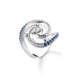 Thomas Sabo Ring Welle mit blauen Steinen