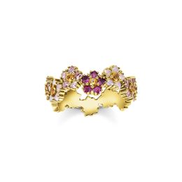 Thomas Sabo Ring Blumen farbige Steine gold