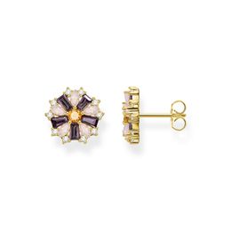 Thomas Sabo Ohrstecker Blume farbige Steine gold