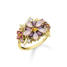 Thomas Sabo Ring Blumen farbige Steine gold