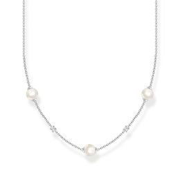 Thomas Sabo Kette Perlen mit weißen Steinen silber